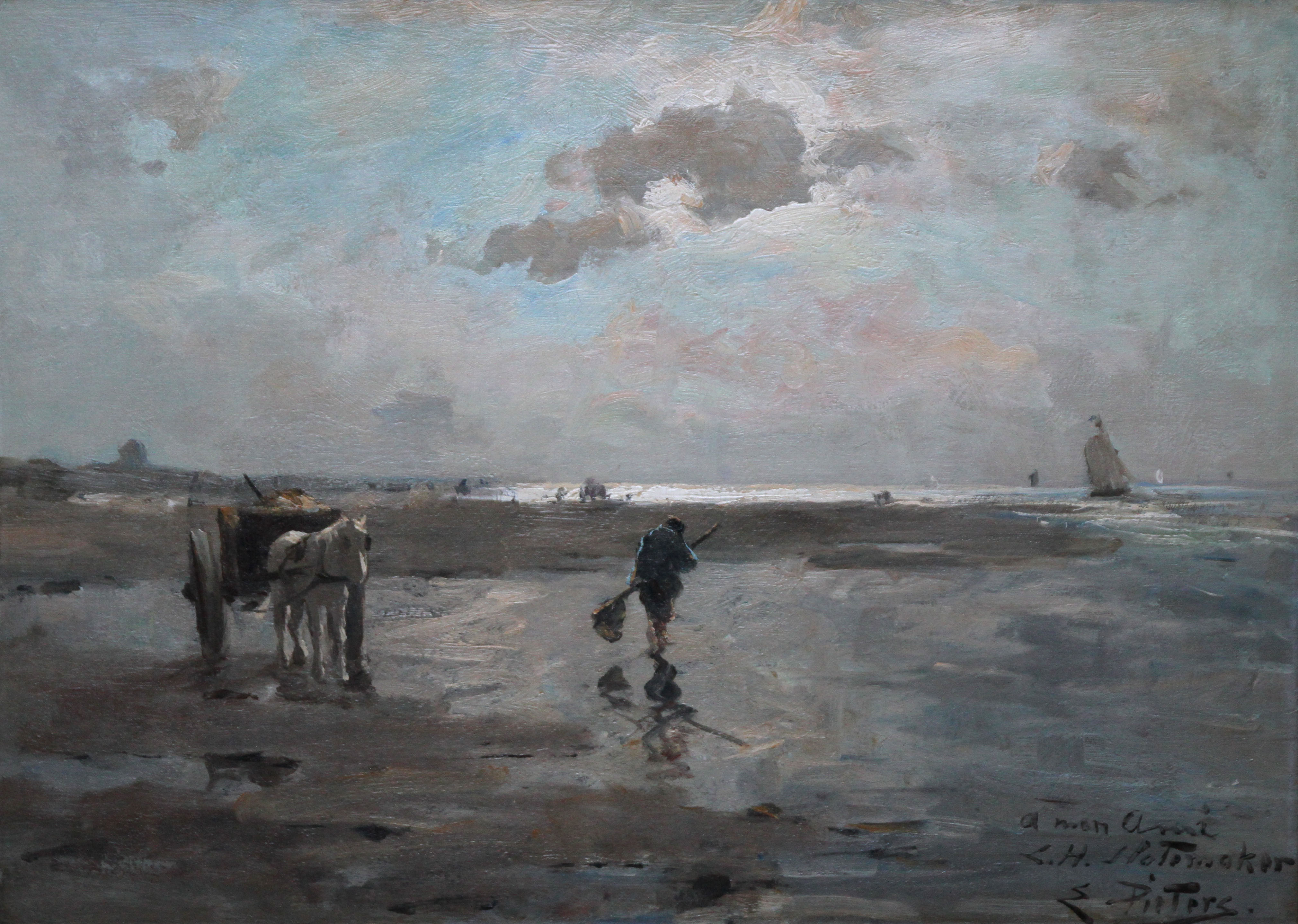 Evert Pieters - Dutch Shrimpers on Shoreline - Richard Taylor Fine Art