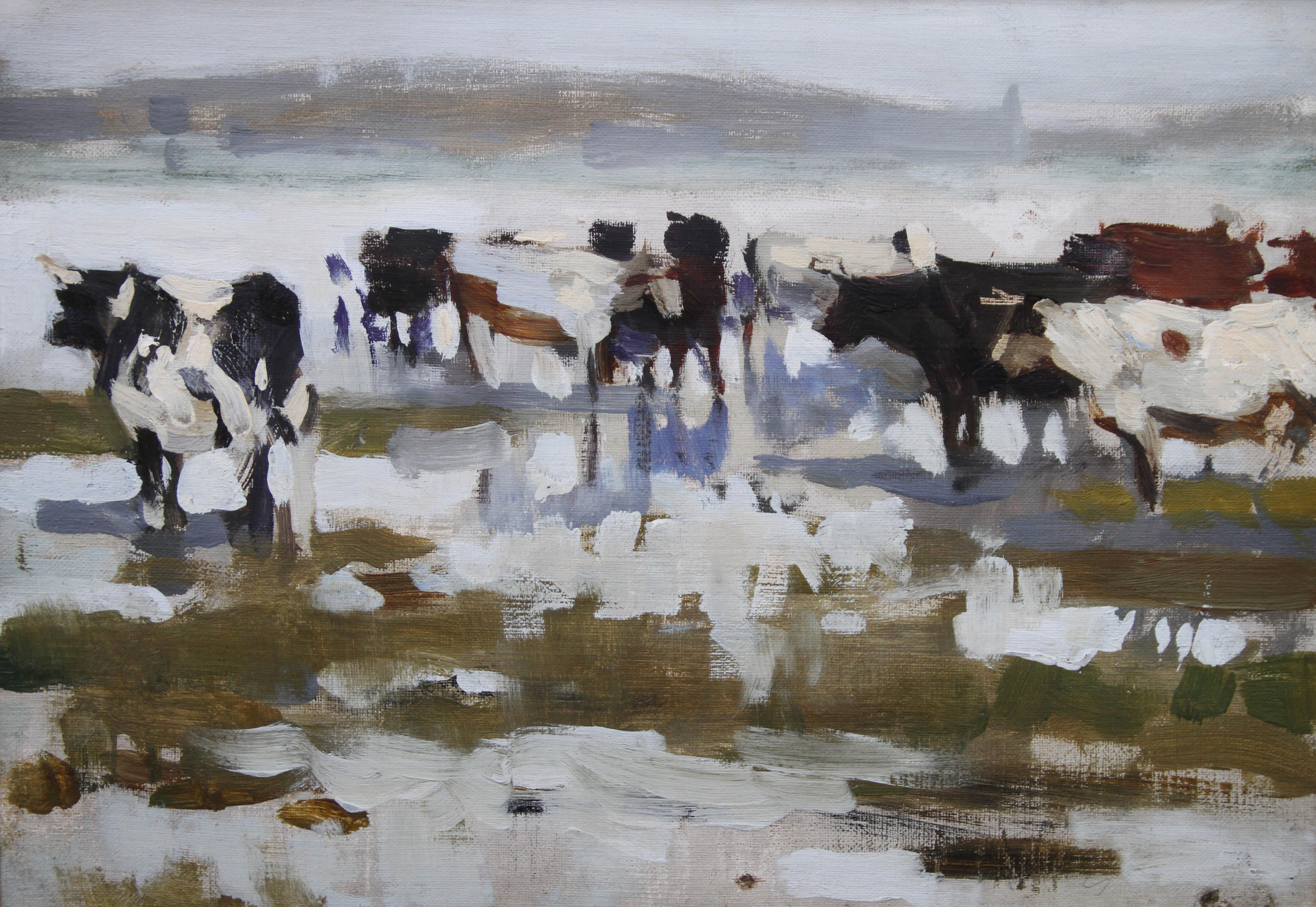 Frank Richards - Paddling Cows at Hayle - Richard Taylor Fine Art