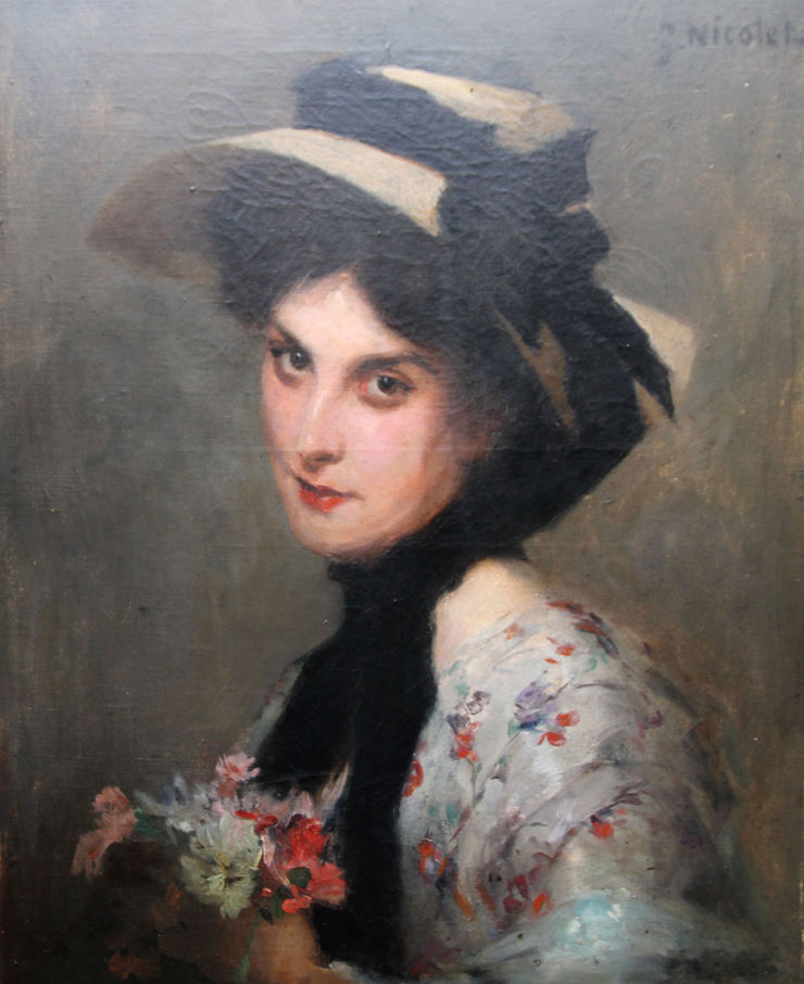 Gabrielle Nicolet - Portrait in a Bonnet - Richard Taylor Fine Art