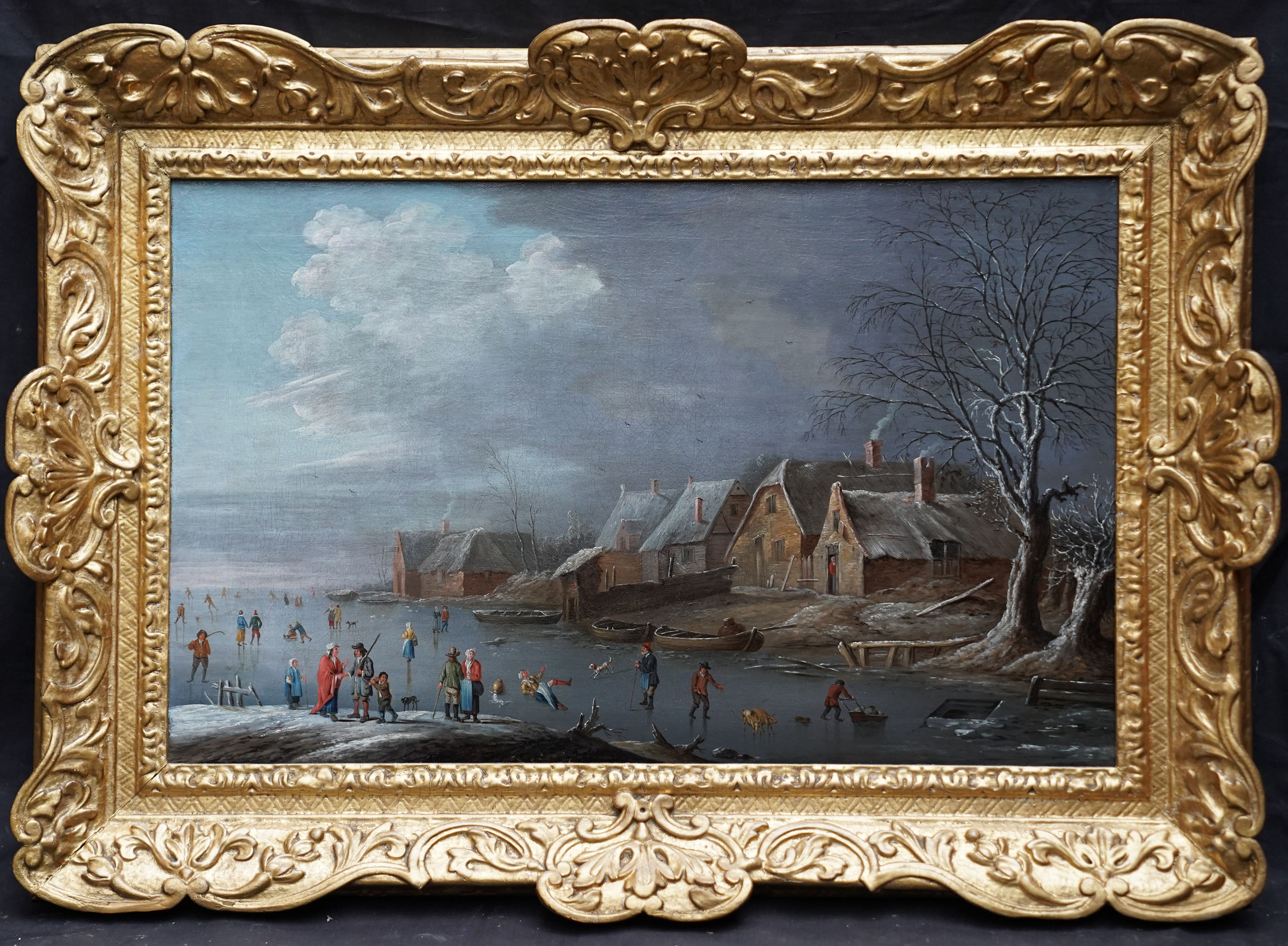 Gerard van Edema - Skaters on a Frozen River - Dutch Old Master oil ...