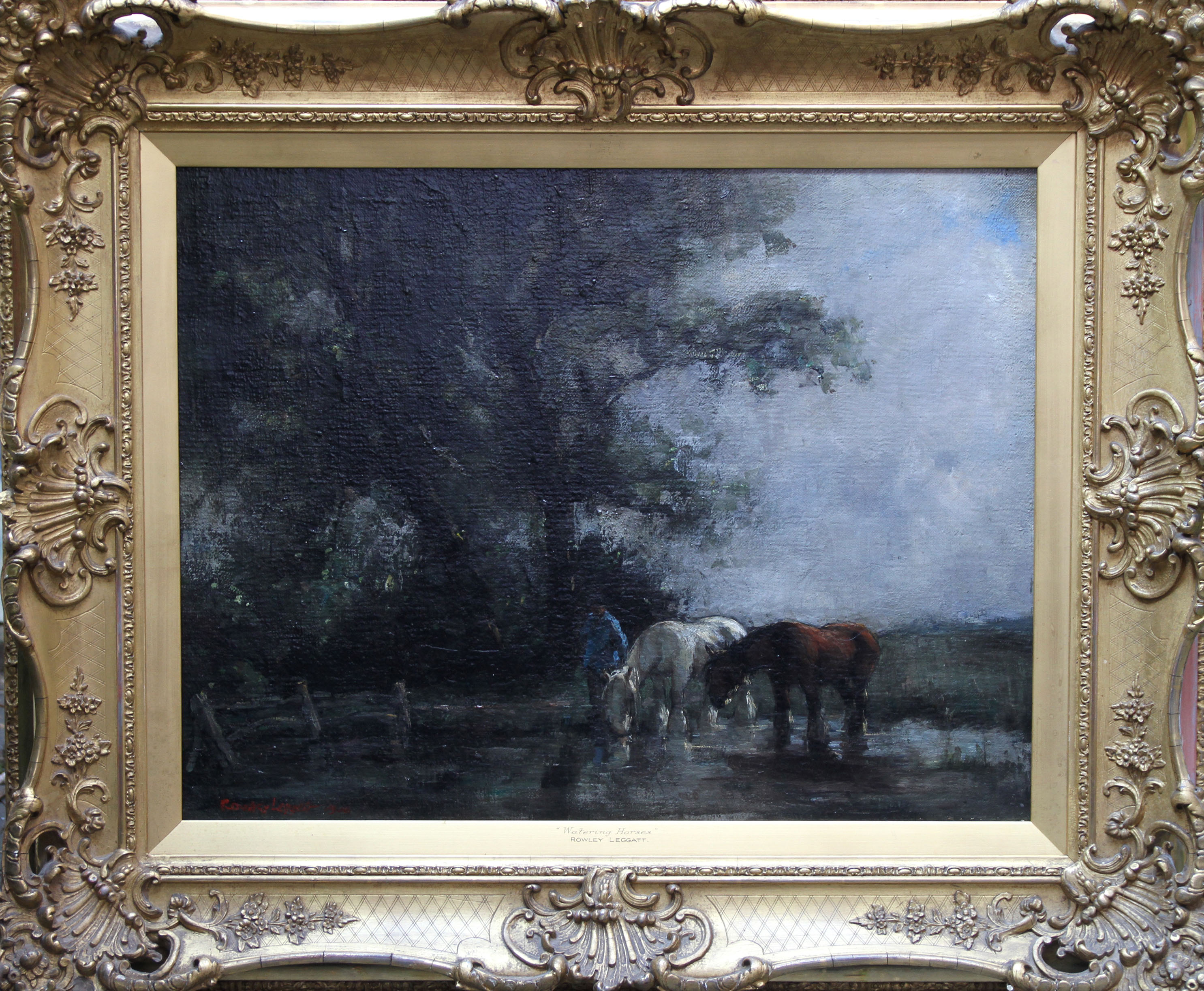 Rowley Leggett - Watering Horses - Edwardian Impressionist Landscape ...