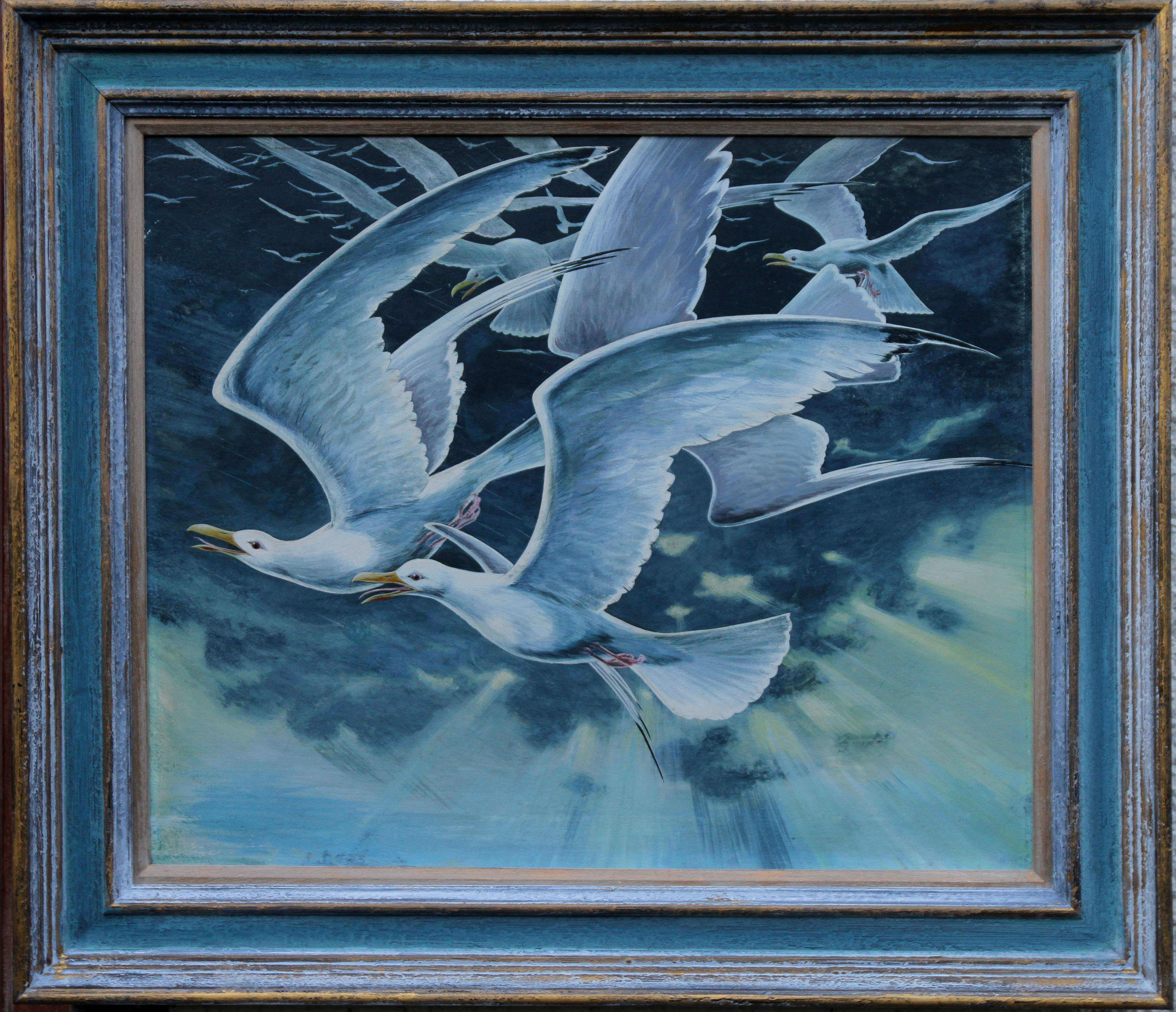 Stuart Maxwell Armfield - Seagulls -St Ives artist egg tempera oil ...