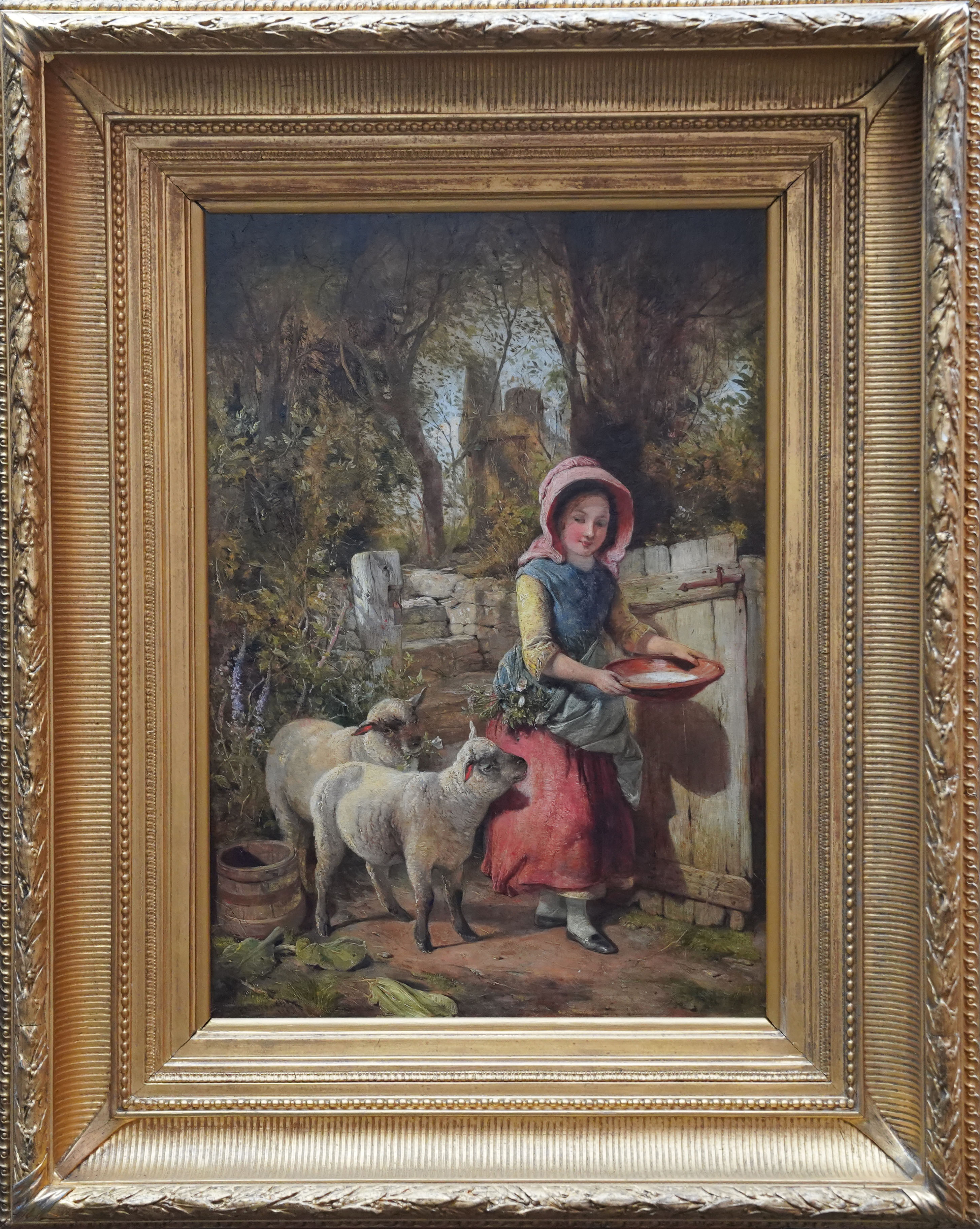 Thomas Falcon Marshall - Young Girl with Lambs - British Victorian oil ...