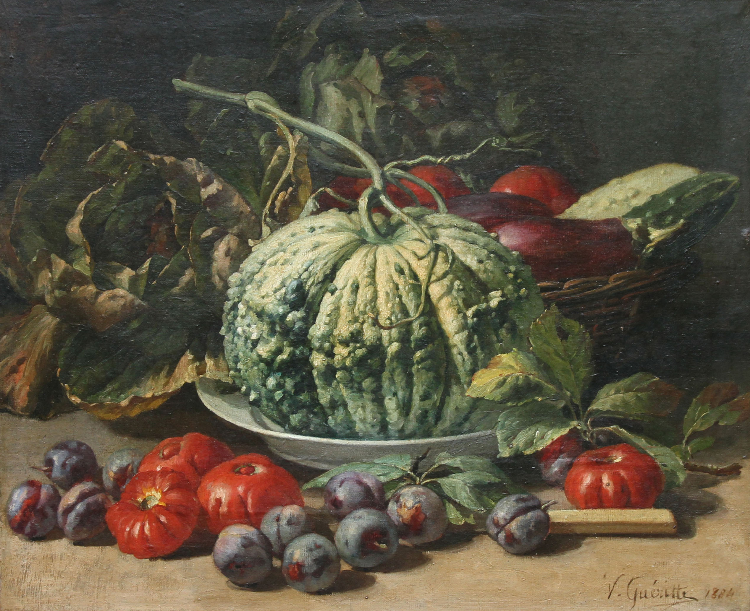 Victor Gueritte - Still Life of Vegetables. French Barbizon Realist oil ...