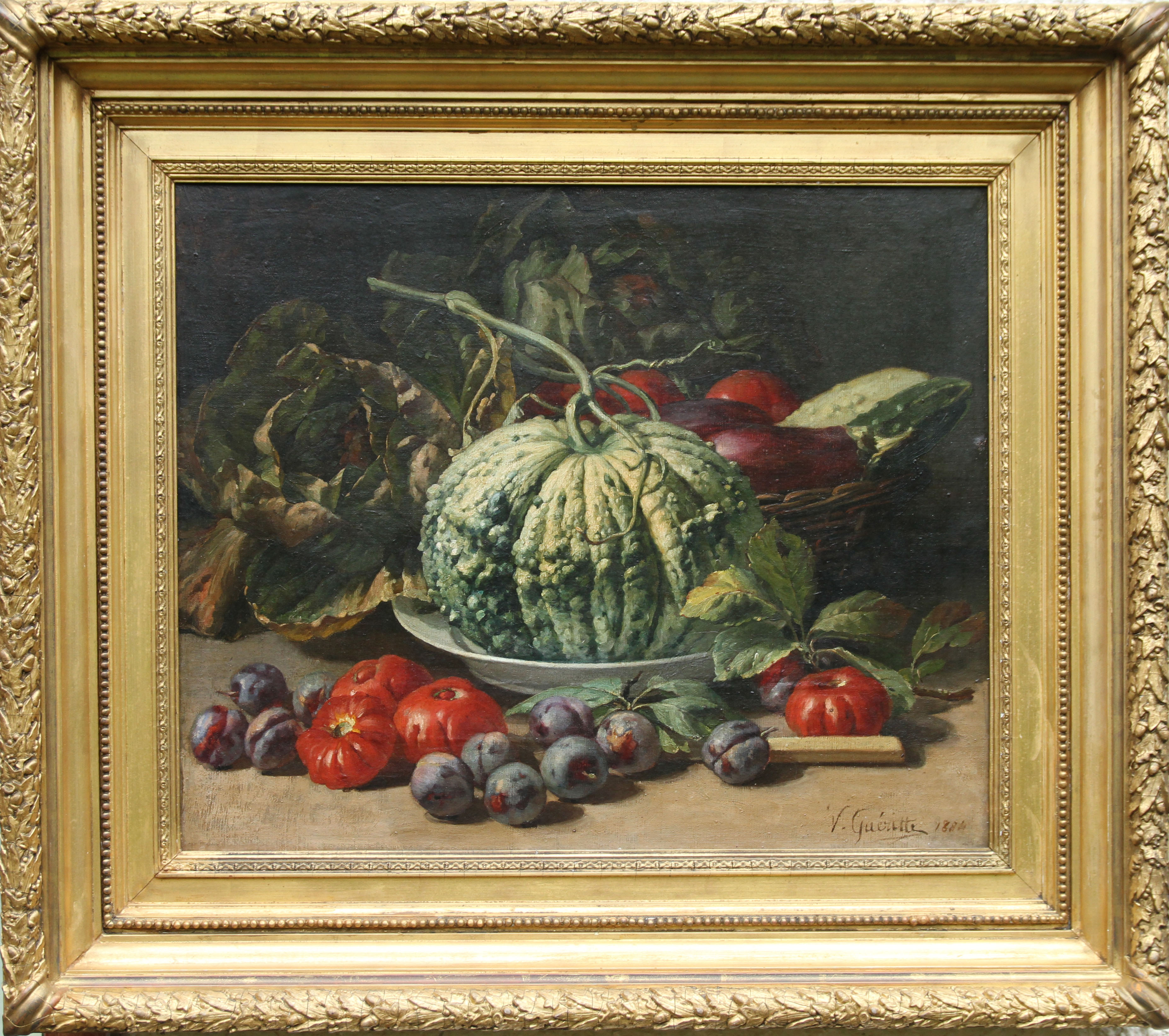 Victor Gueritte - Still Life of Vegetables. French Barbizon Realist oil ...